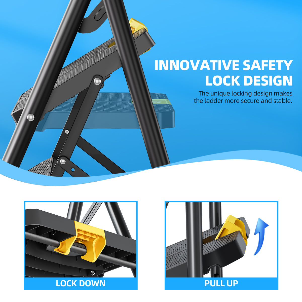 KK KINGRACK 4 Step Ladder with Tool Platform, Folding Step Stool with ...