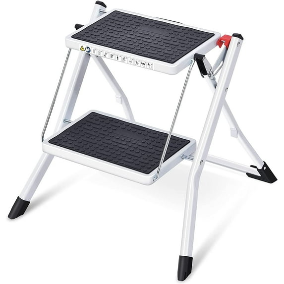 Kingrack 2 Step Ladder Folding Stool, Non-Slip Step Ladder, collapsibl ...