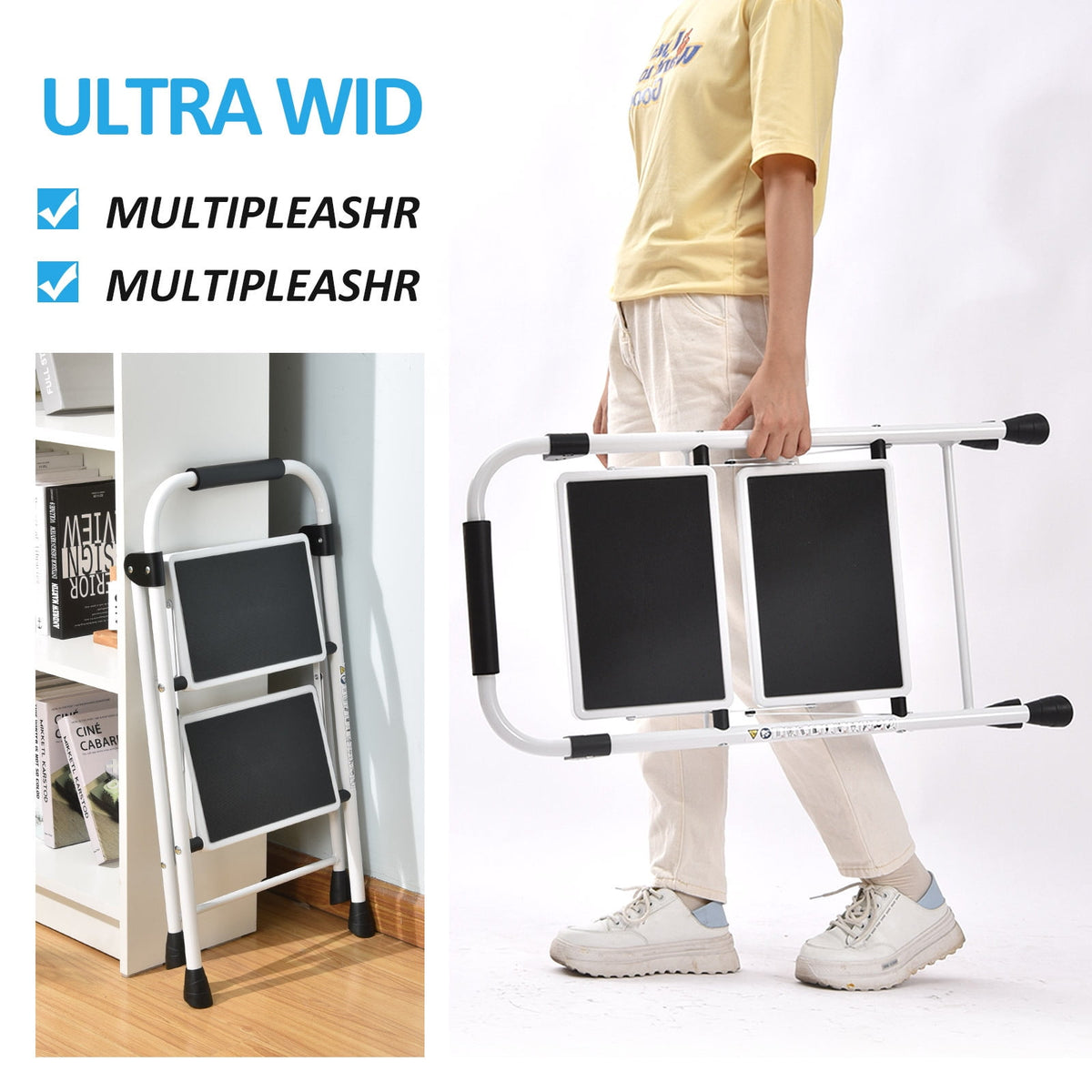 KK KINGRACK 2 Step Stool, Folding Step Ladder, Non-Slip feet, for Home ...